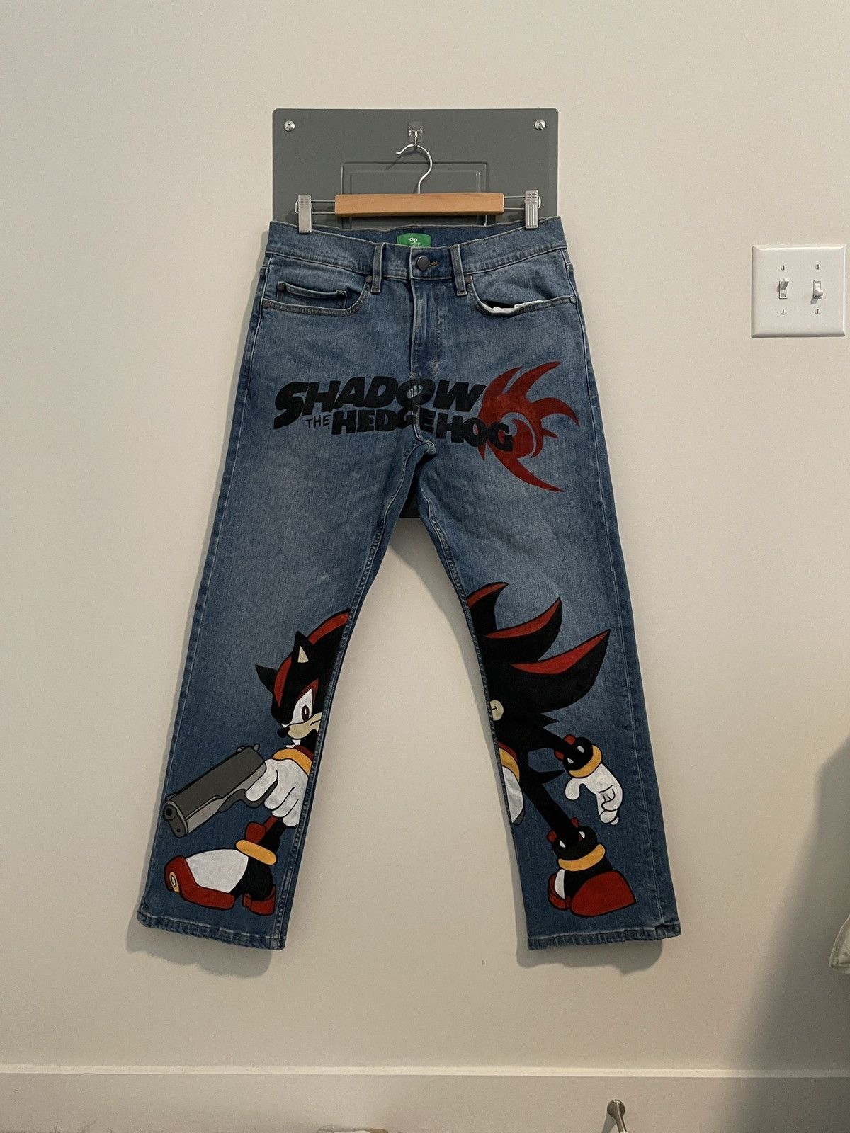 Streetwear Shadow the Hedgehog Painted Denim Jeans | Grailed