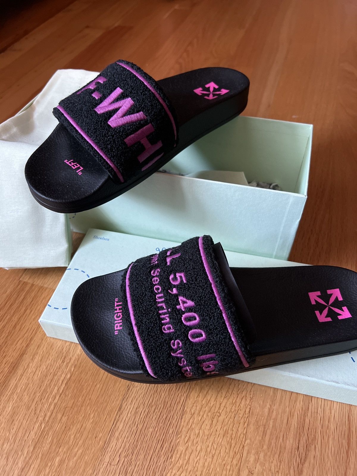 Off-White Black and Pink Off White Slides NIB | Grailed