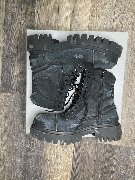 Balenciaga Balenciaga Distressed Worn In Canvas Strike Boot | Grailed