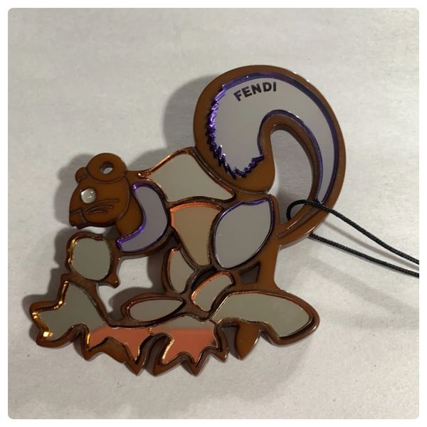 Fendi FENDI italian lacquer mirrored SQUIRREL pin back BROOCH | Grailed