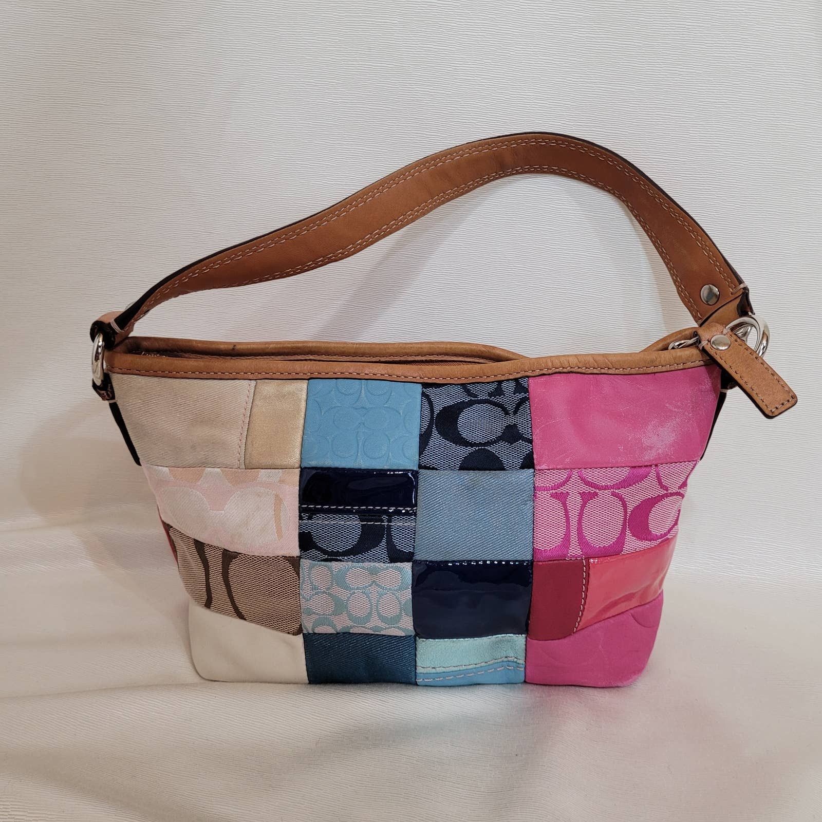 Coach Coach F14652 Coach Signature Pattern Blue Pink Bag | Grailed