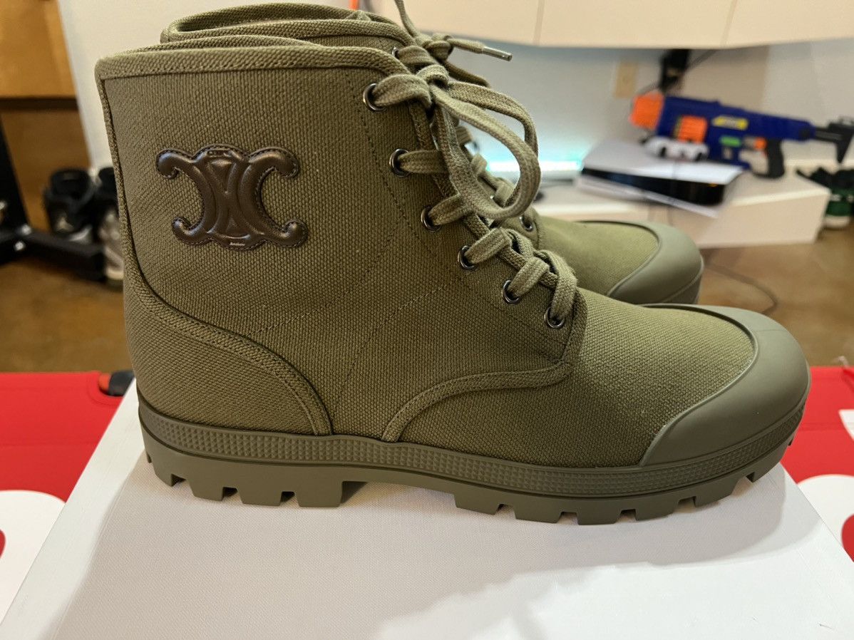 Celine Celine Boots Patapans Army Green Canvas 10 43 | Grailed