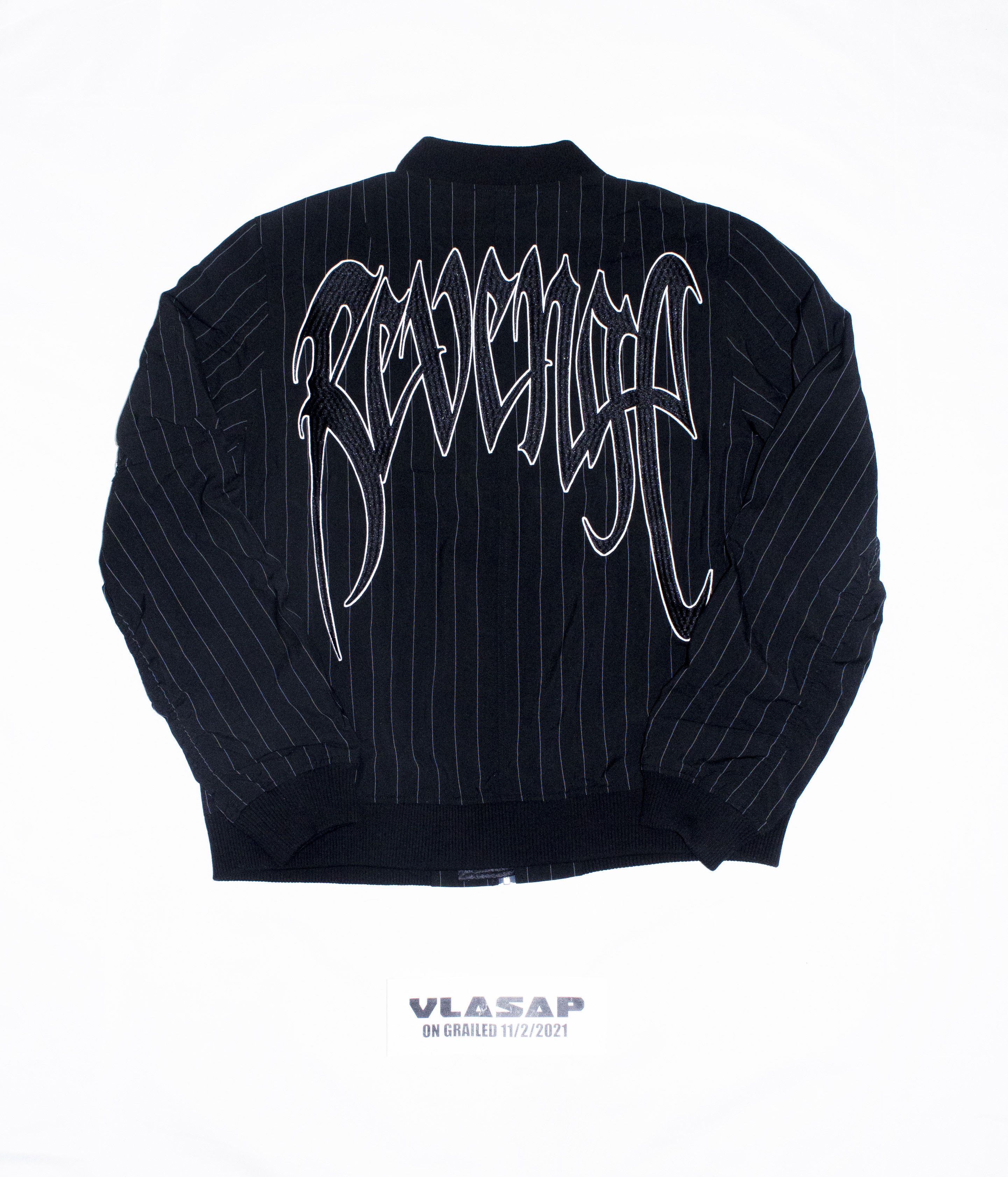 Revenge Revenge Embroidered Striped Logo Bomber Jacket Black XL | Grailed