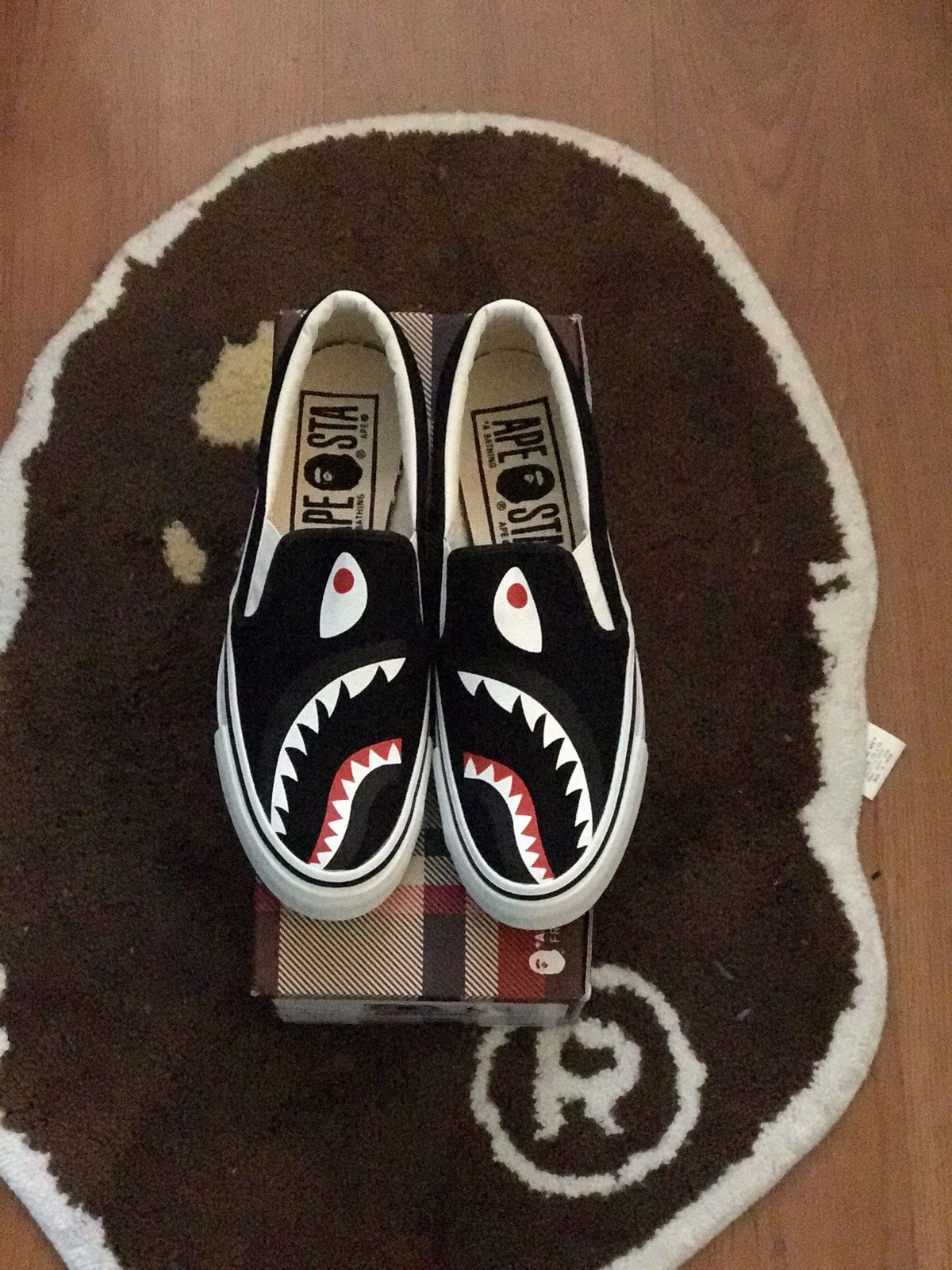 Bape Bape shark slip on (Black) | Grailed
