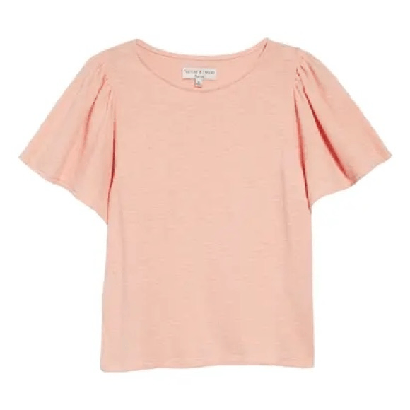Madewell Madewell Texture & Thread Flutter Sleeve Blouse Muted Pink ...