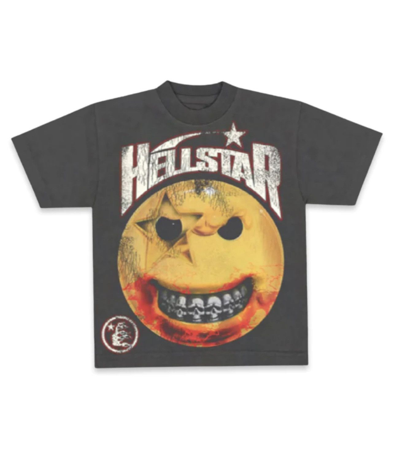 Streetwear × Vintage Hellstar studios evil smile t shirt washed black ...