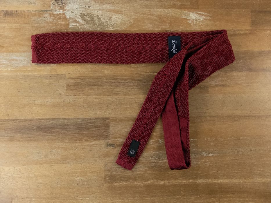 Drakes DRAKE'S of London solid red silk knit knitted tie authentic ...