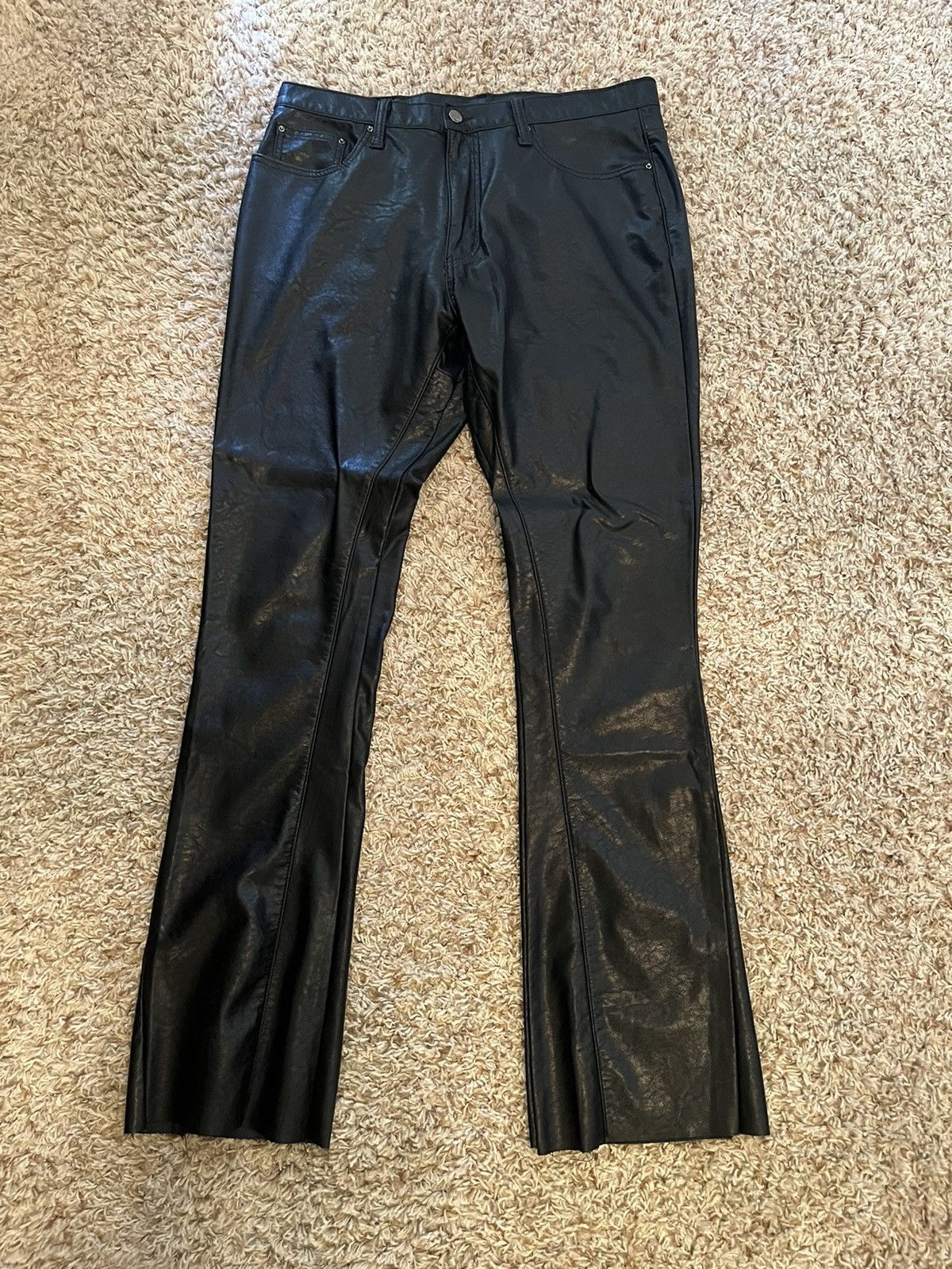 MNML mnml flared leather pants | Grailed