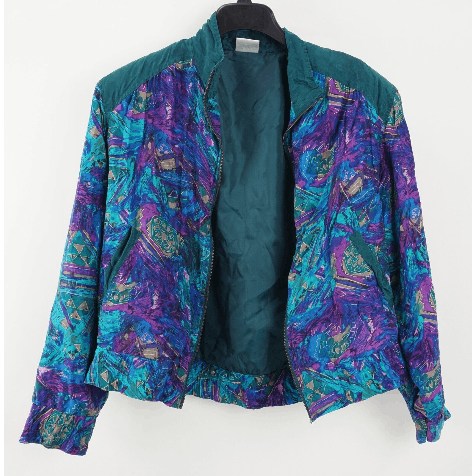 Vintage Vintage 1980's Silk Satin Track Jacket Men's Medium Abstract ...