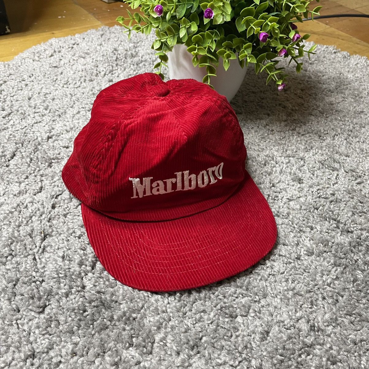 Vintage Vintage 90s Marlboro Red Corduroy Velvet Cap Snapback | Grailed