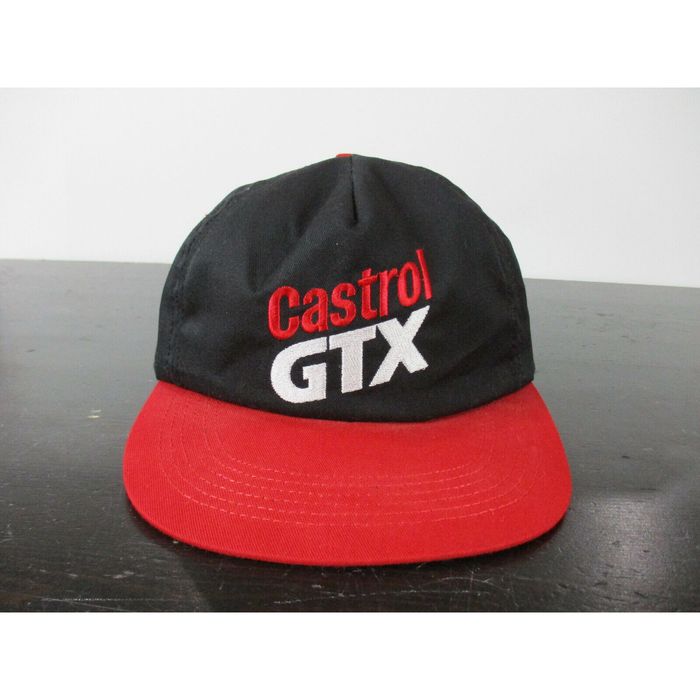 Vintage VINTAGE Castrol Hat Cap Snap Back Black Red Racing Castrol GTX ...