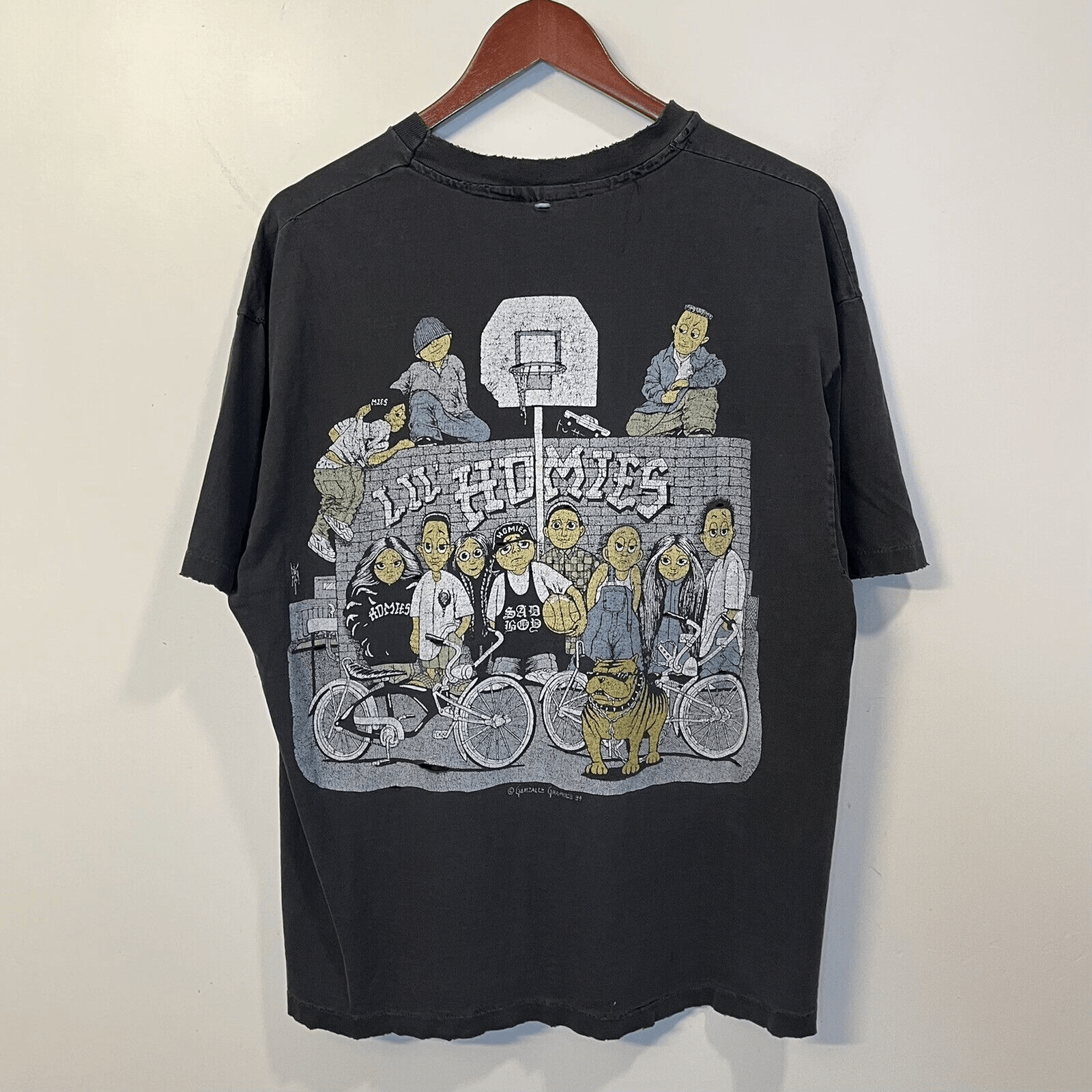 Vintage Vintage 90s 1993 Homies Lil Homies T-Shirt Faded Black | Grailed