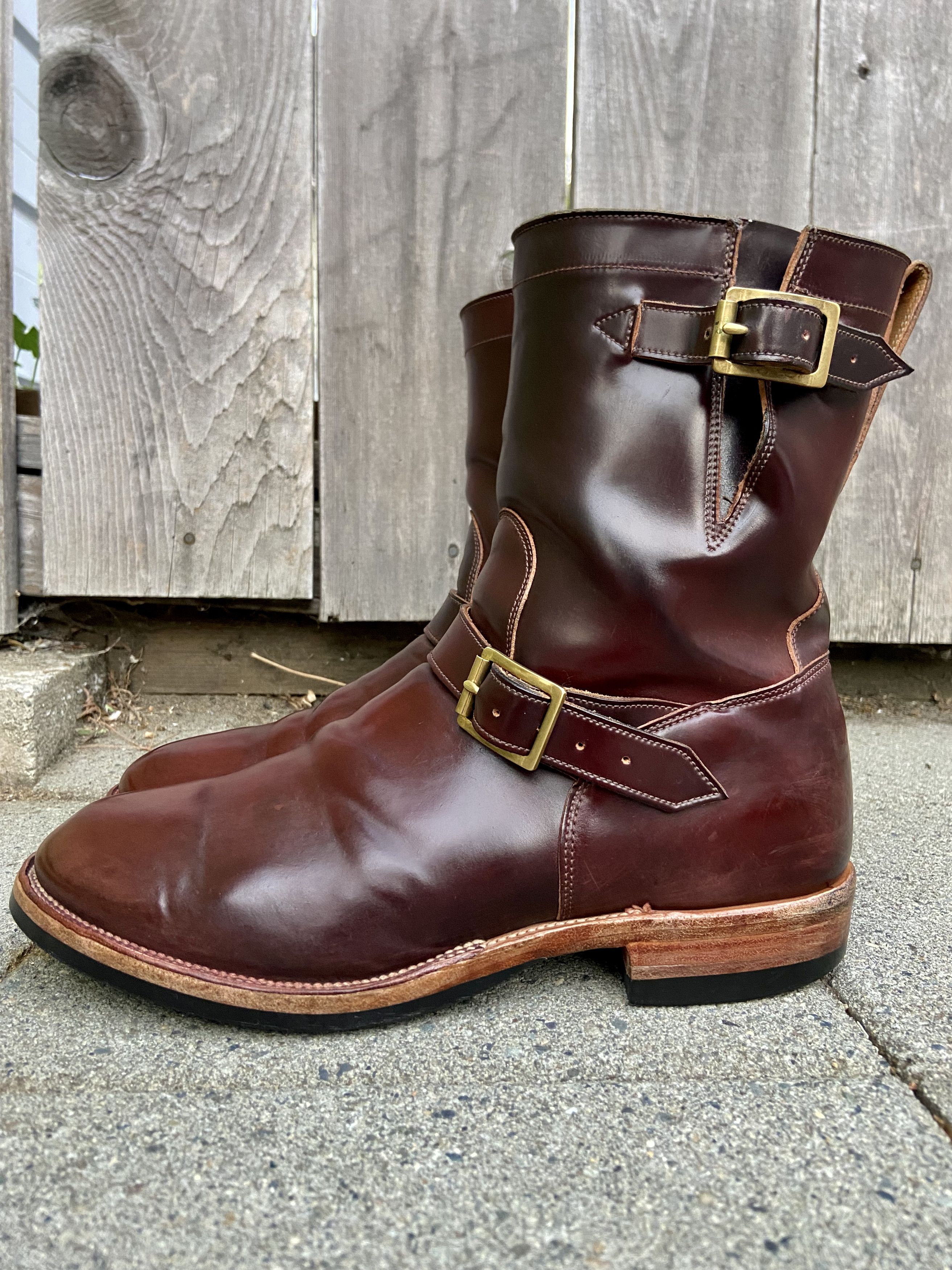 Horween Leather × Viberg Viberg Horween Color 8 Shell Cordovan Engineer Boots 9.5 | Grailed