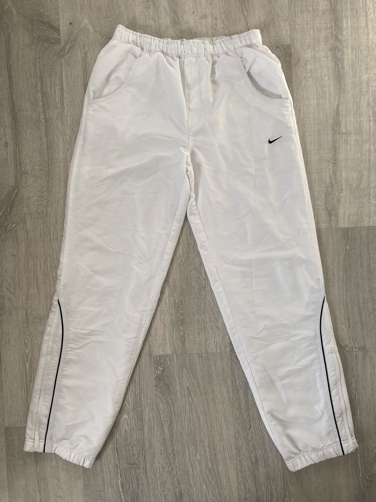Nike × Vintage Nike vintage white track pants small swoosh 2000s | Grailed