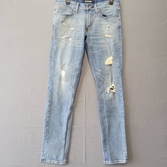 Express EXPRESS Jeans Mens Size 30x32 Blue Skinny Distressed Zip Fly ...
