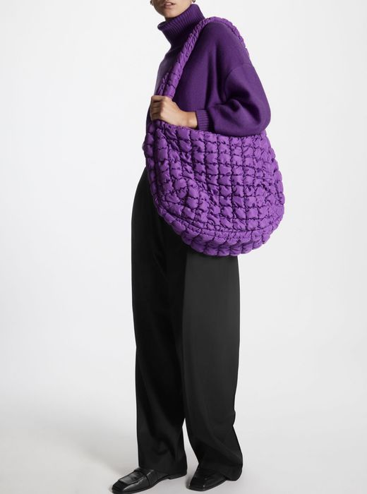 Cos COS Quilted Oversized Puffer Shoulder Tote Bag Lilac | Grailed