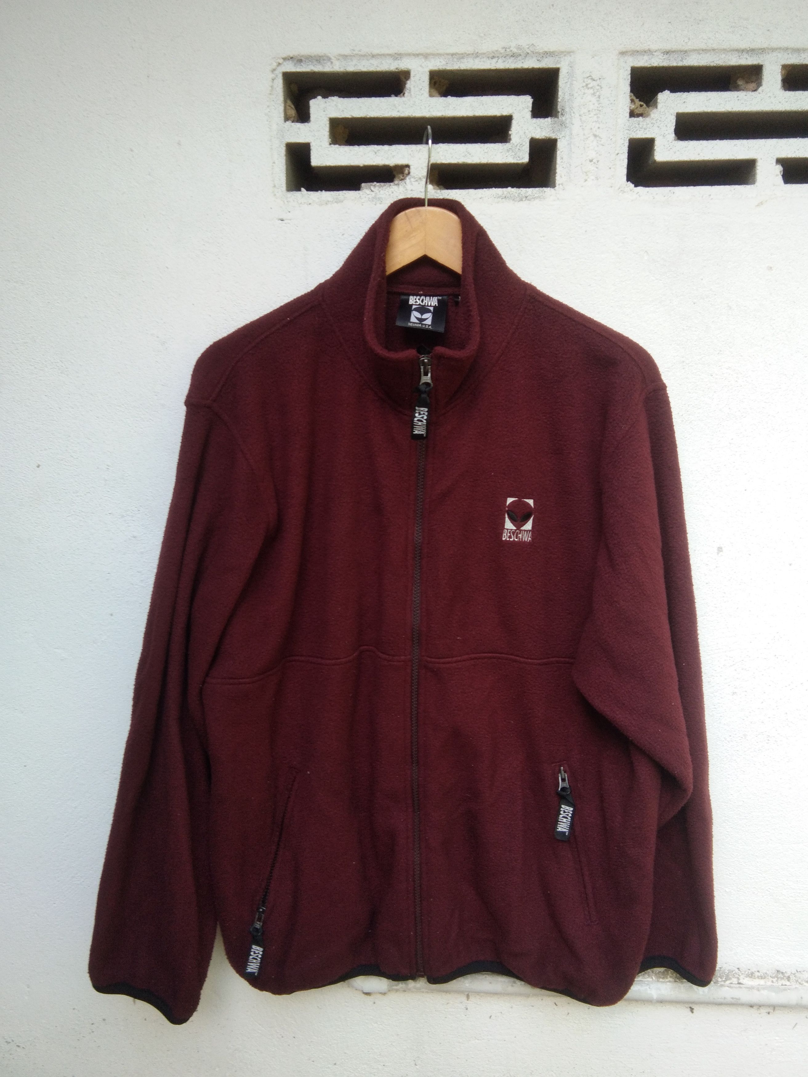 Vintage Vintage Beschwa Alien Fleece Zipper Jacket Maroon | Grailed