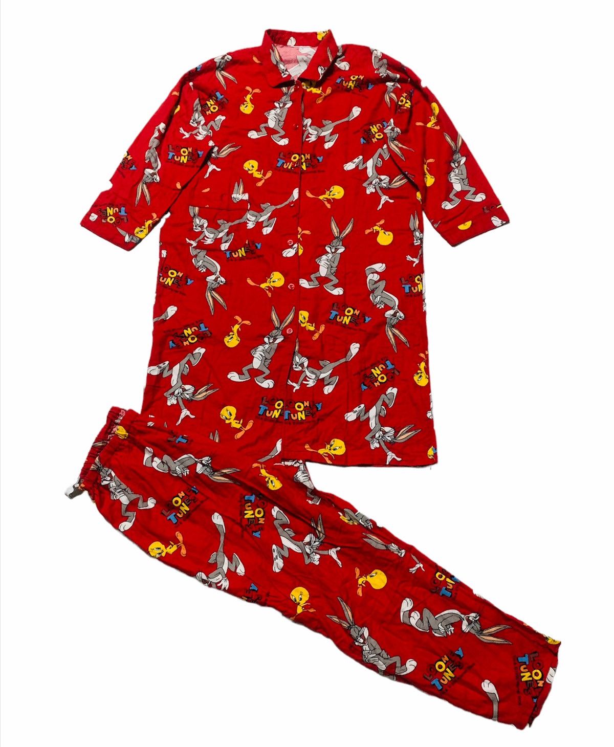 Vintage 1996 Looney tunes full printed Warner Bros 1 set pyjamas | Grailed