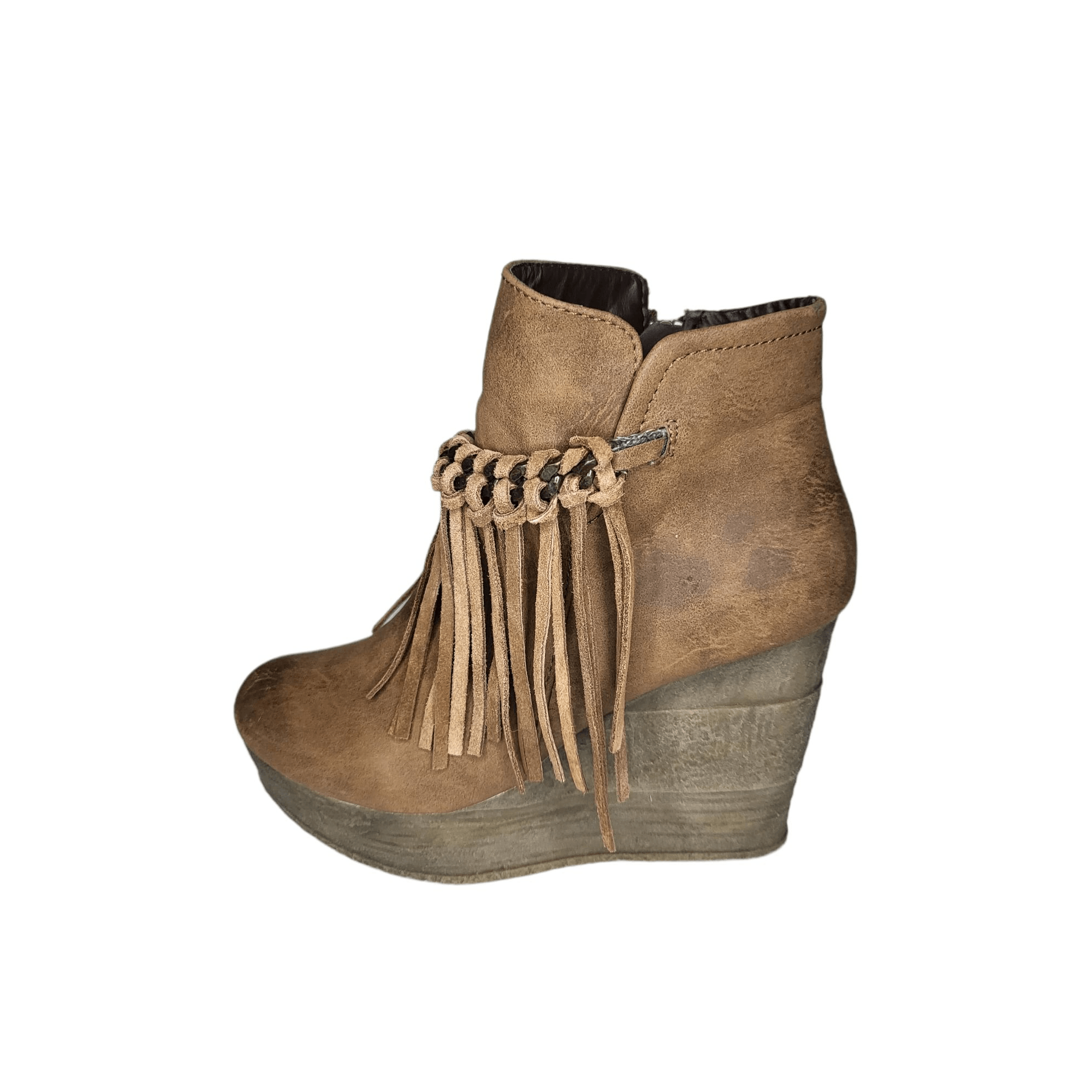 Designer Sbicca Vintage Collection Platform Wedge Leather Brown Sz 8 ...