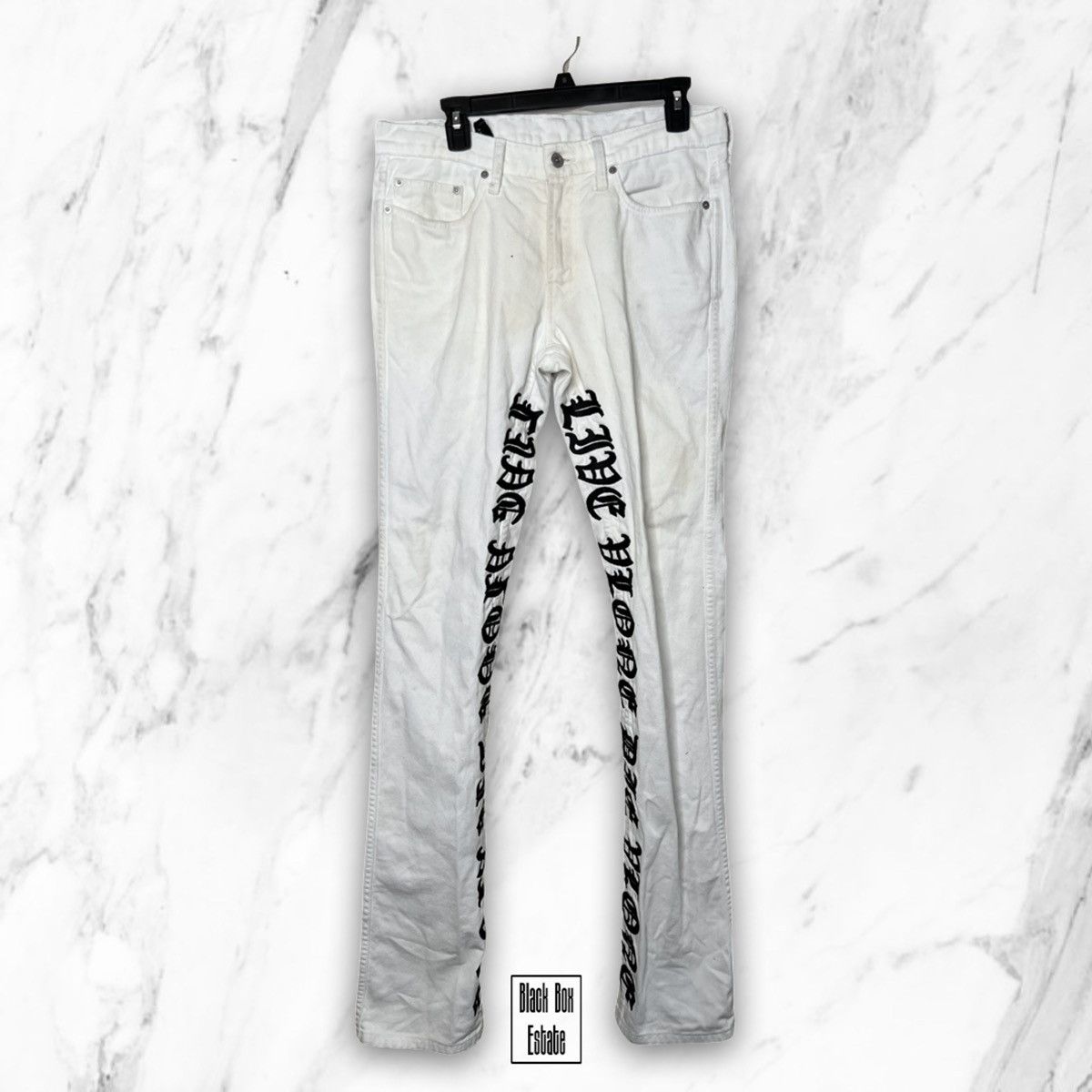 Vlone Vlone Old English Jeans White M 30-32 | Grailed