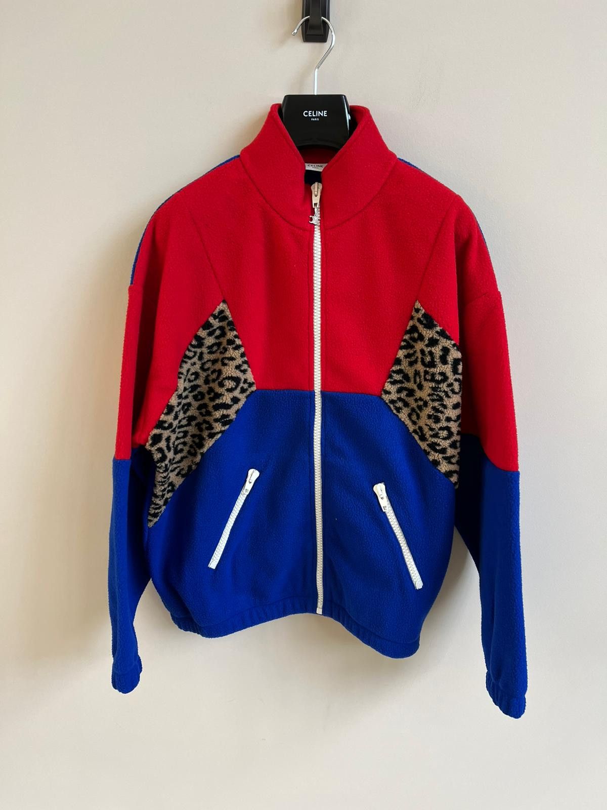 Celine *final drop* Celine Varsity Fleece Jacket in Blue & Red | Grailed
