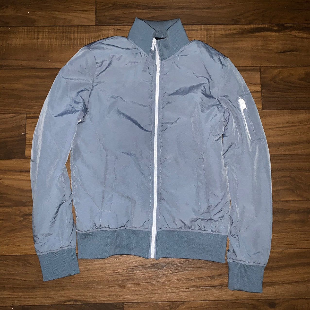 New Look New Look Funnel Jacket in Grey Blue | Grailed