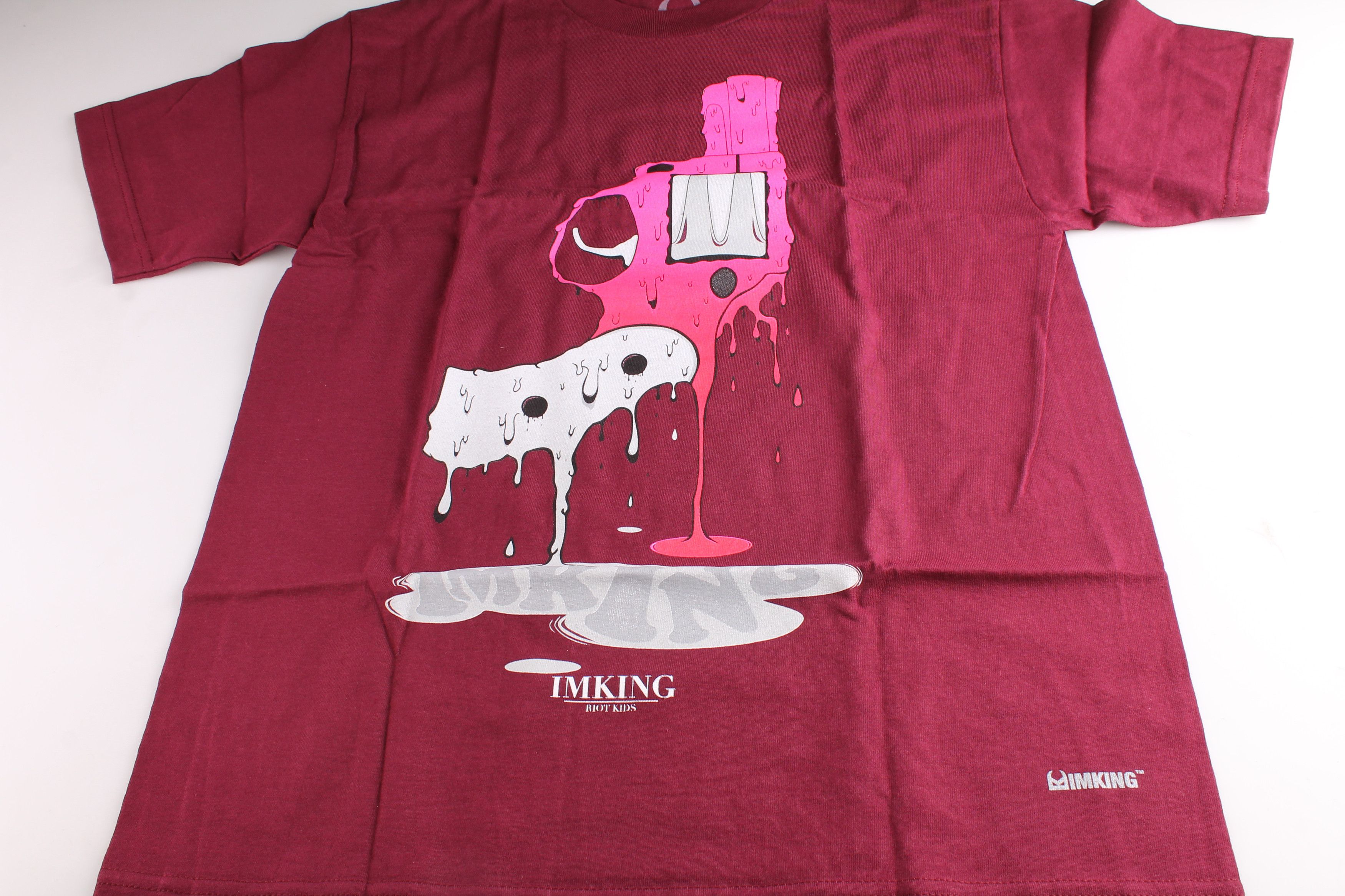 Imking × Skategang × Streetwear Vintage Imking burgundy drip gun t ...