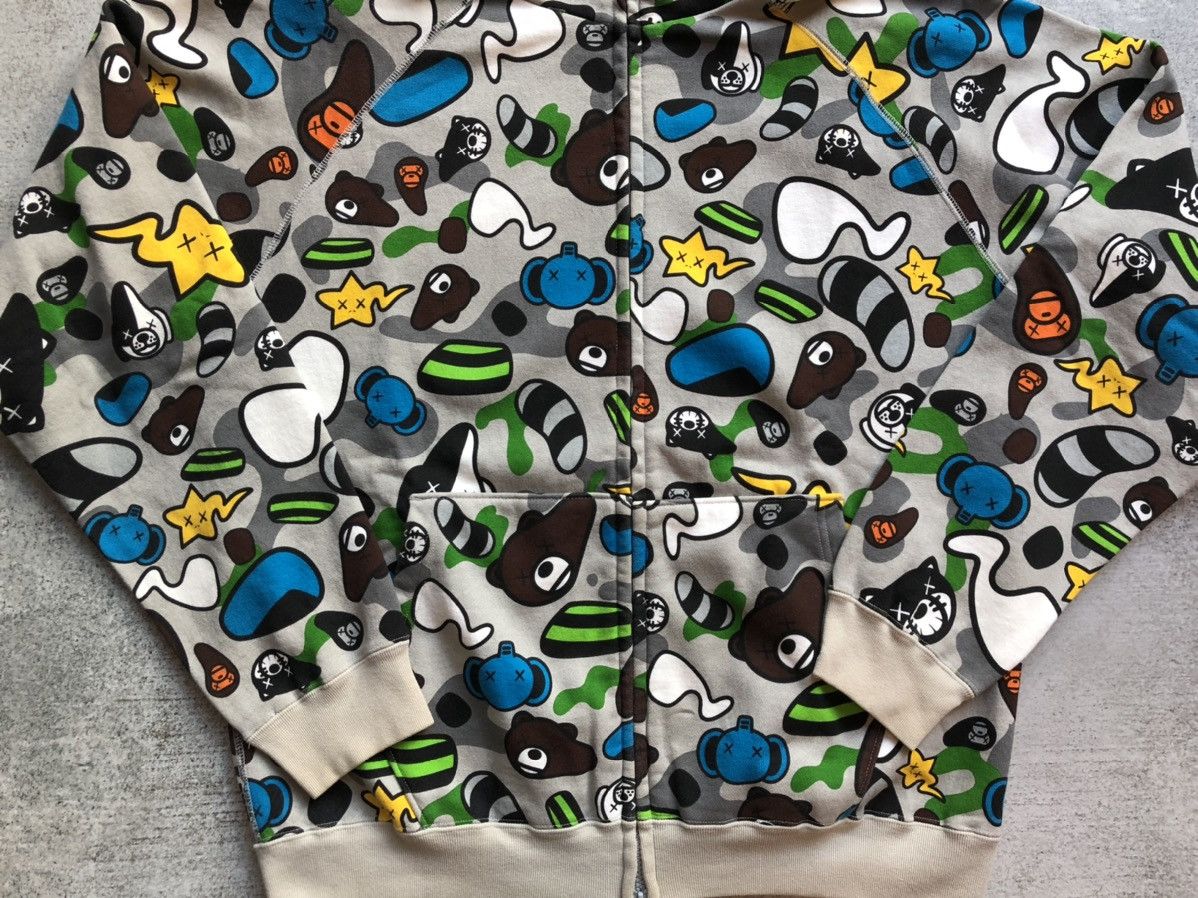 Bape A Bathing Ape (BAPE) Kaws Grey Animal Kingdom Hoodie Zip Up | Grailed
