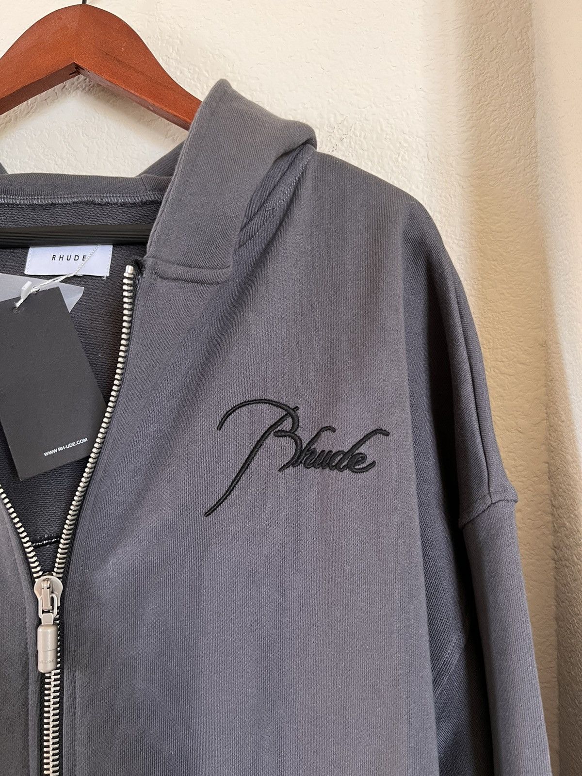 Rhude Rhude Grey Zip-Up Hoodie - Size L | Grailed