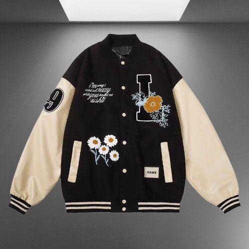 Varsity Streetwear Floral Varsity Jacket Bomber Jacket | Grailed
