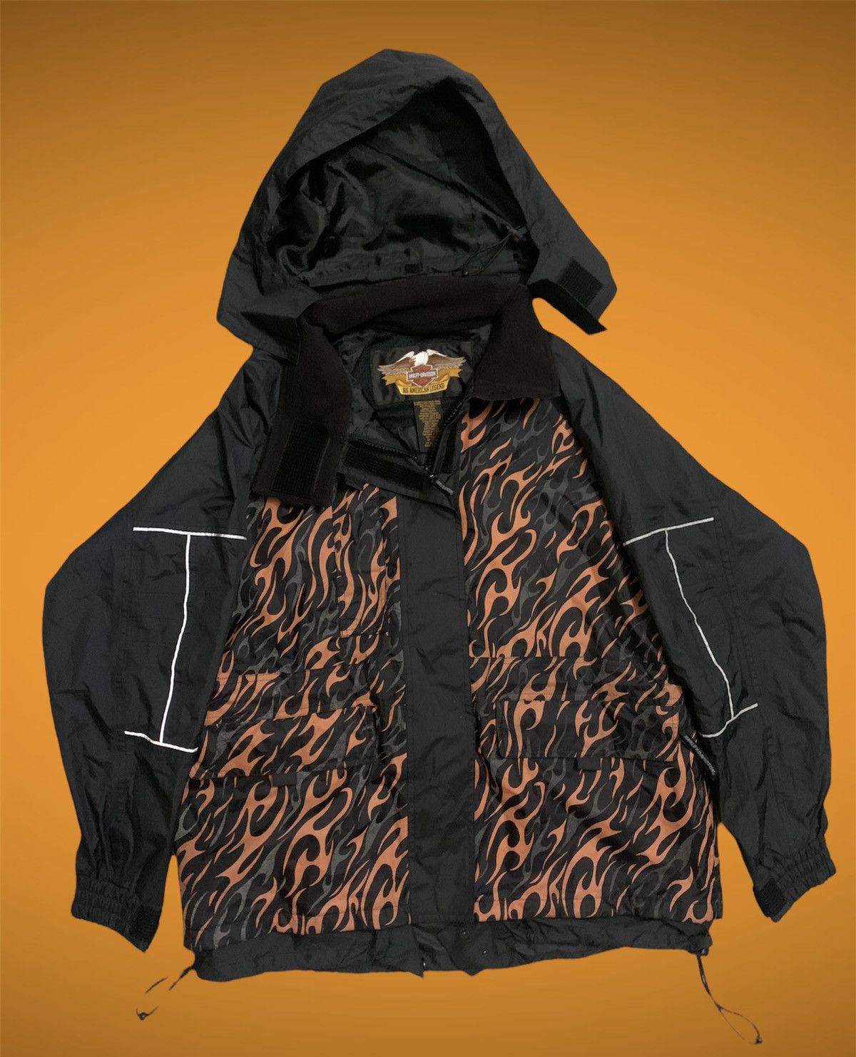 Harley Davidson Harley Davidson flame fire windbreaker jacket | Grailed