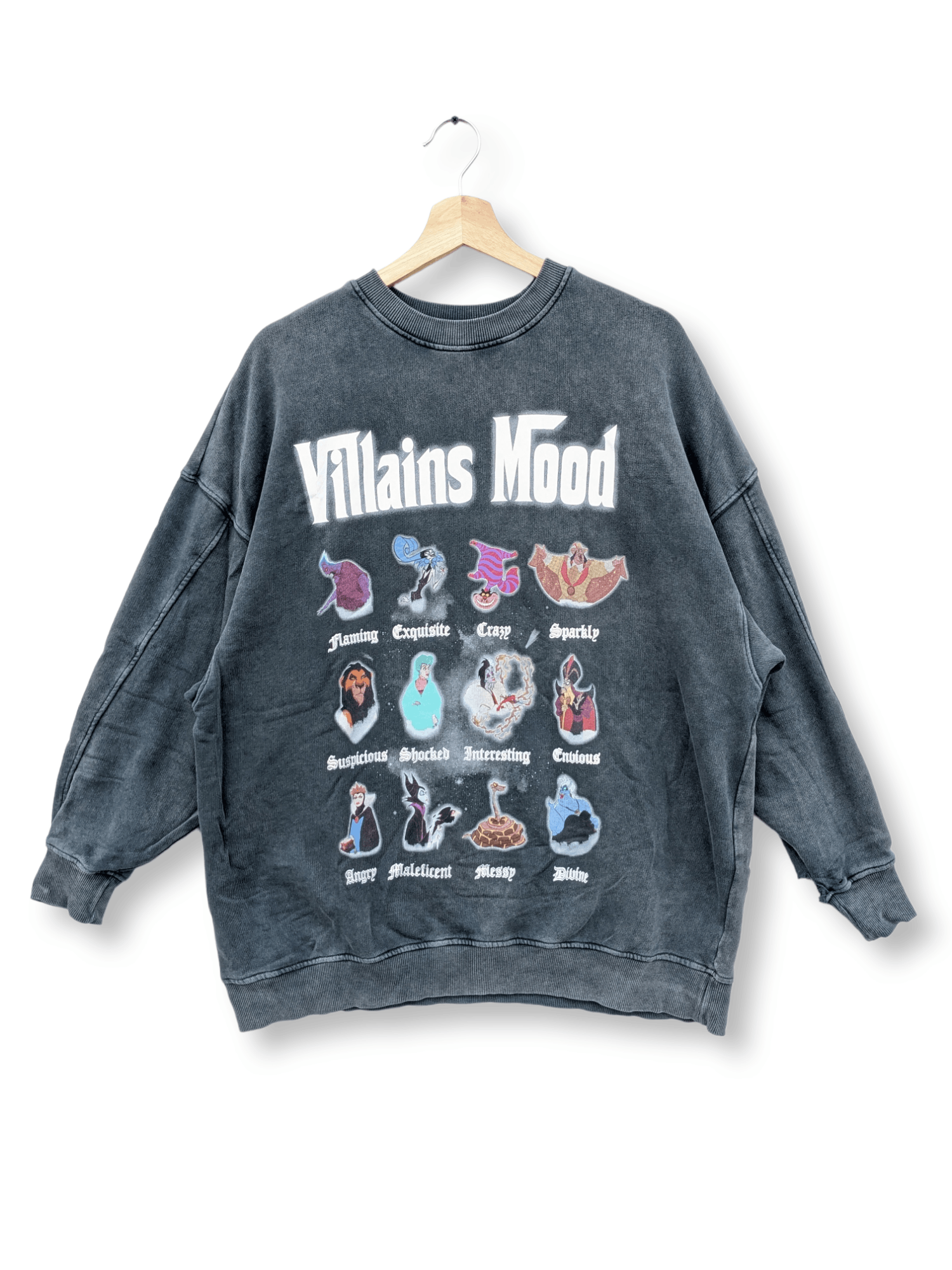 Bershka × Disney × Vintage Vintage Villains Mood Faded Black Oversized ...