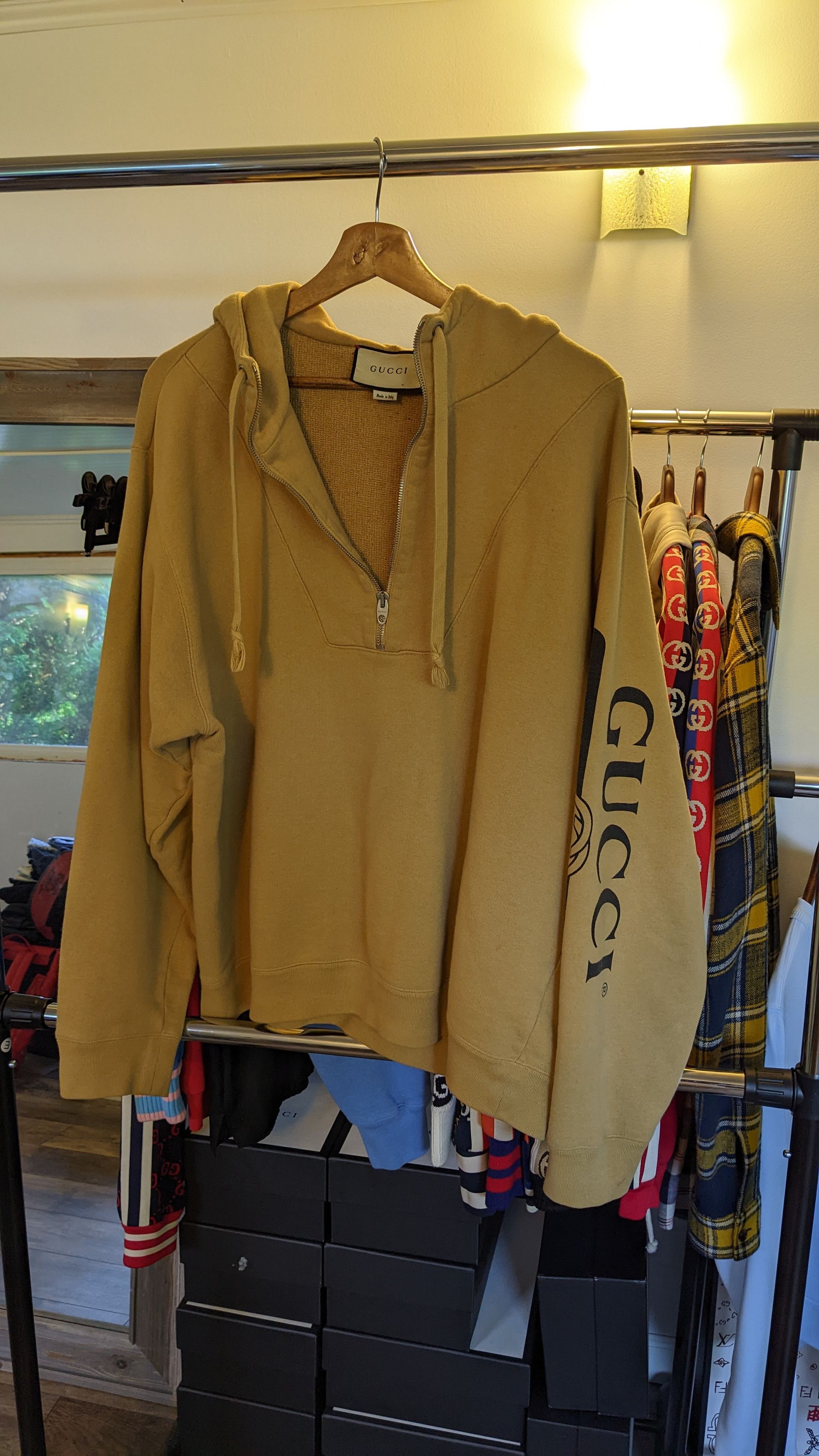Gucci Gucci quarter zip logo hoodie | Grailed
