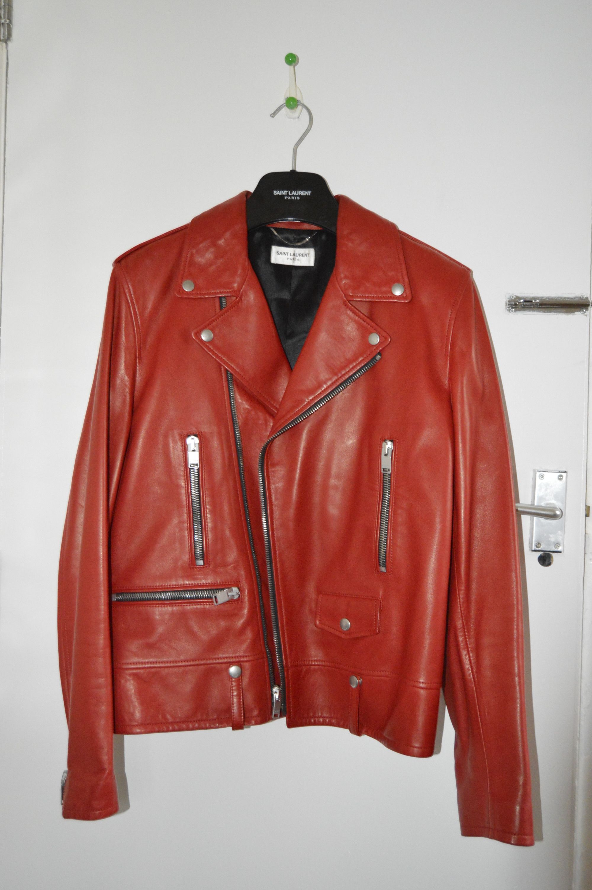 Saint Laurent Paris Red Leather Biker L01 | Grailed