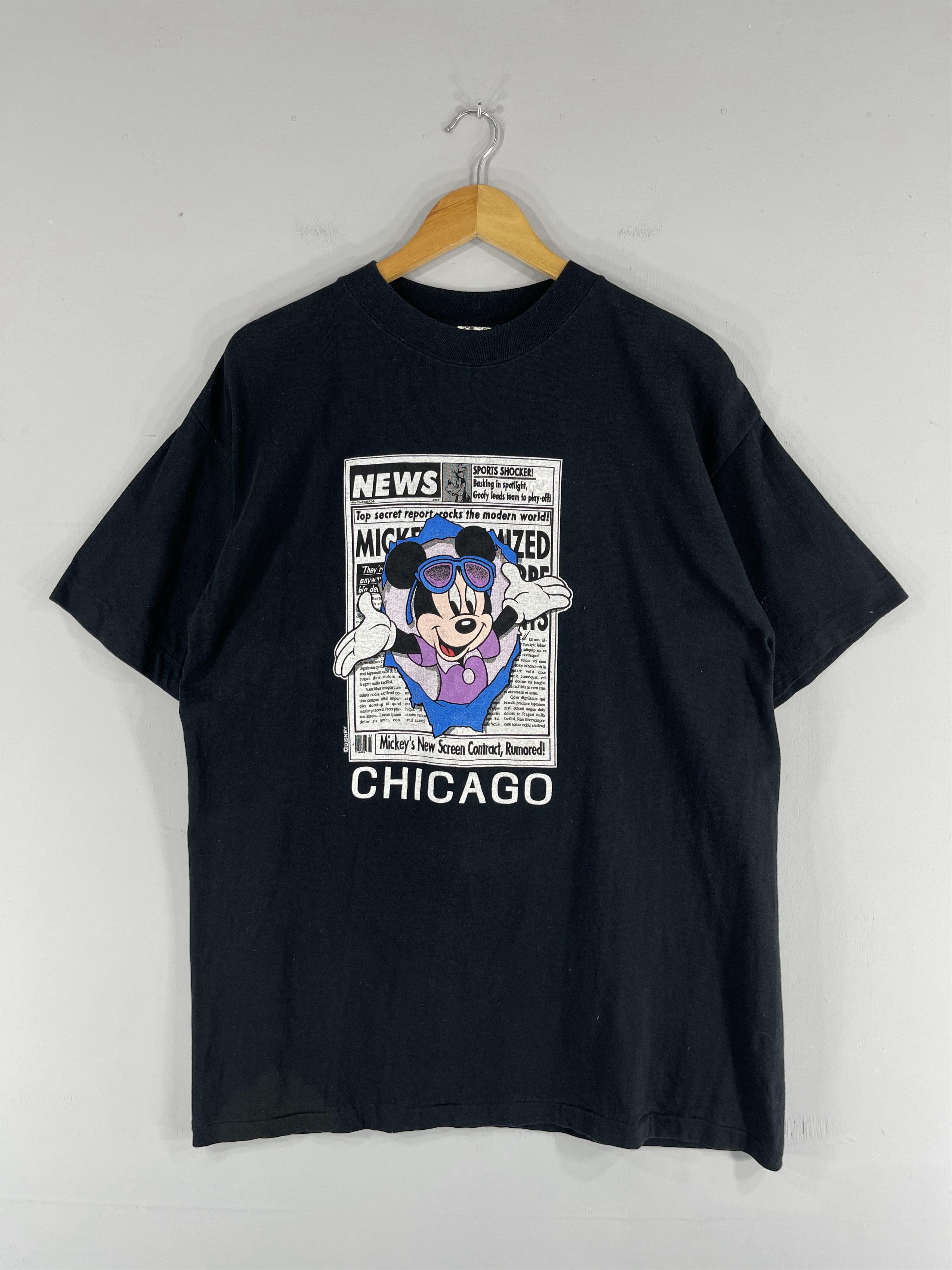 Mickey Mouse Vintage MICKEY MOUSE Chicago Newspaper Printed Tshirt ...