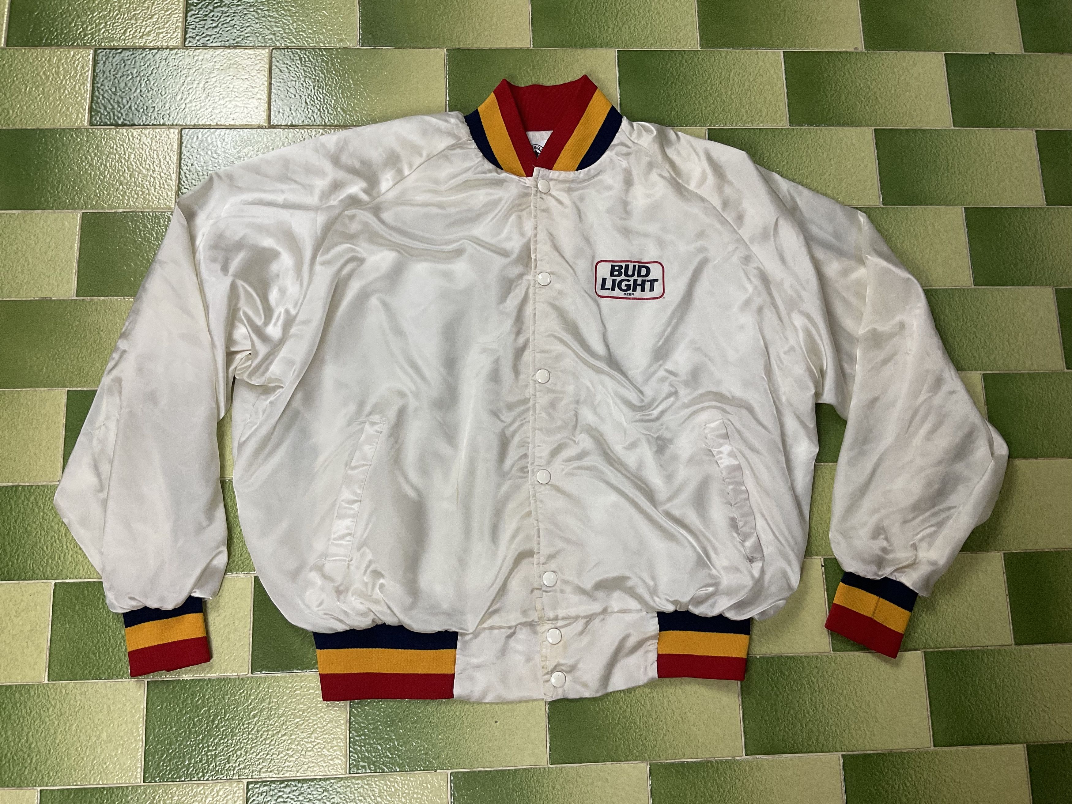 Vintage Vintage 90s Bud Light Beer Darts Satin Bomber Jacket Snap | Grailed