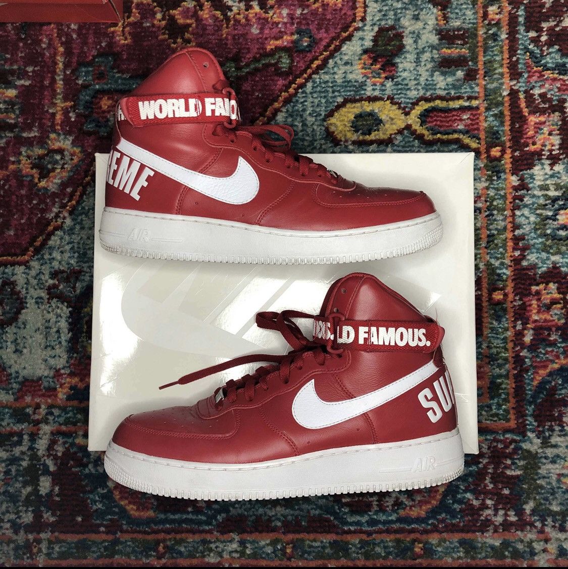 Nike × Supreme Red Supreme Nike Air Force 1 high | Grailed