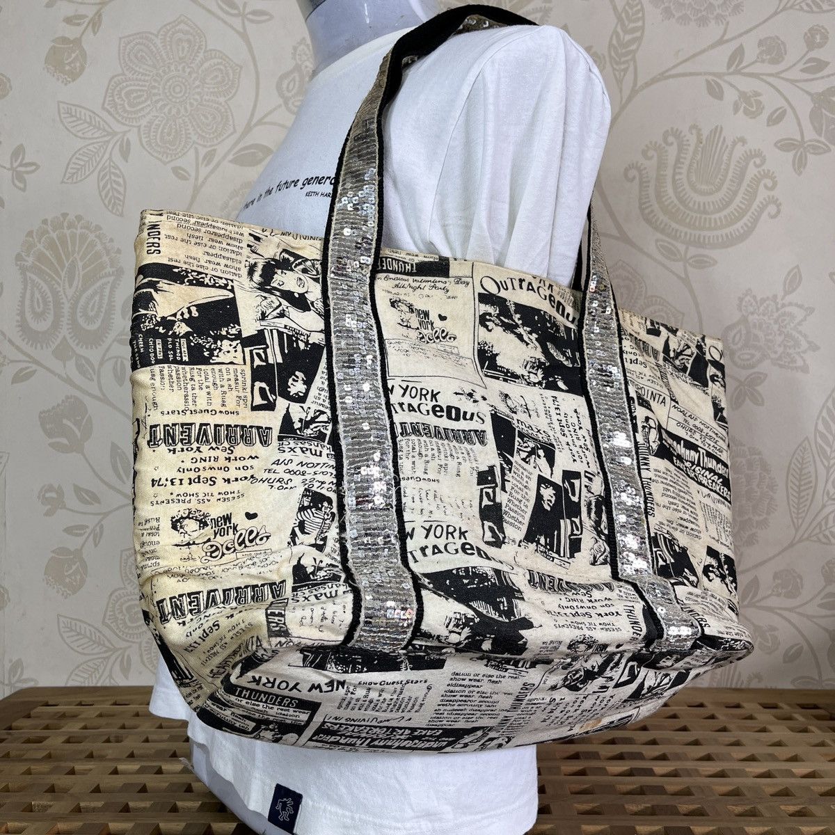 Vintage Newspaper Printed Tote Bag Vintage Outrageous | Grailed