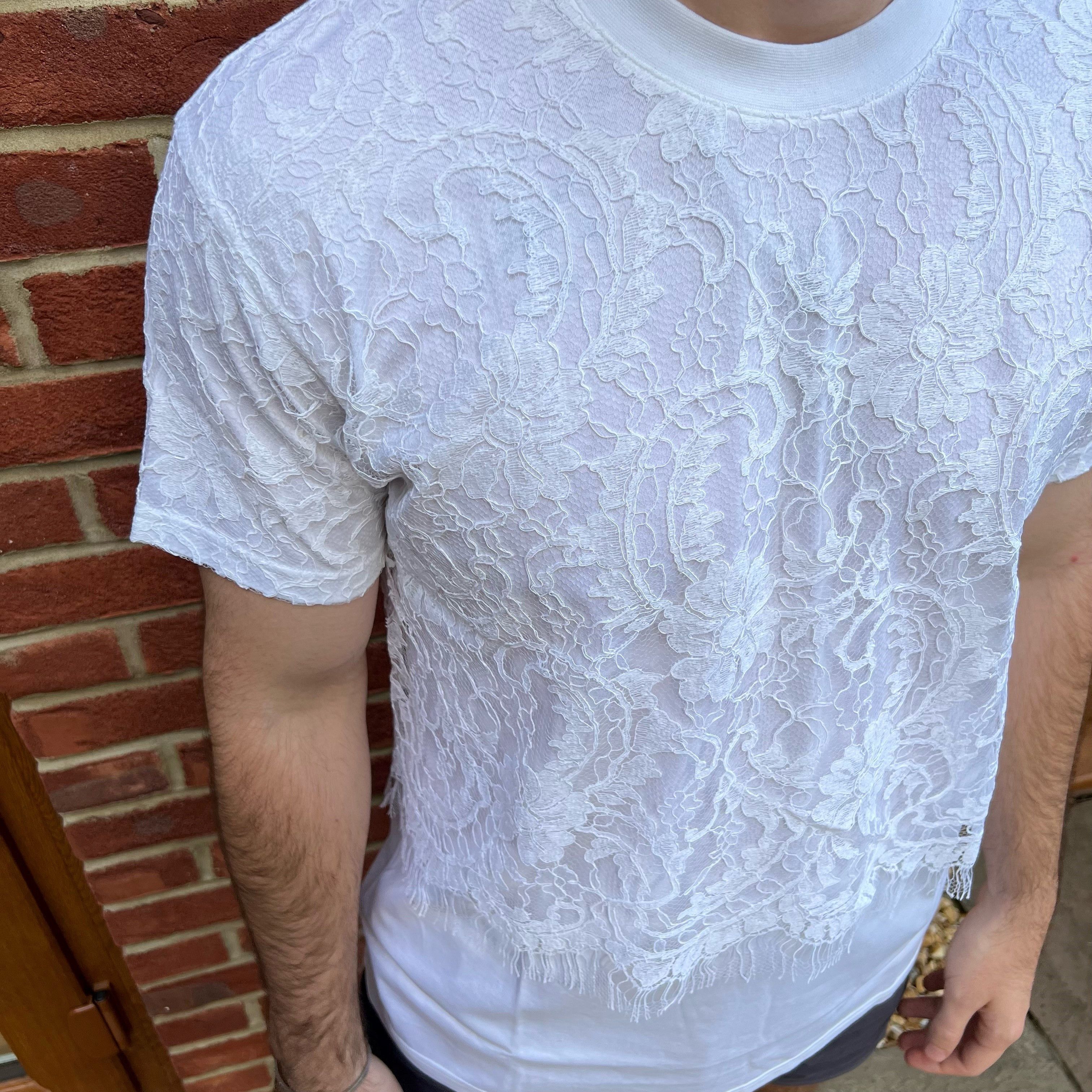 Givenchy White Runway Lace Overlay Oversized T-Shirt | Grailed
