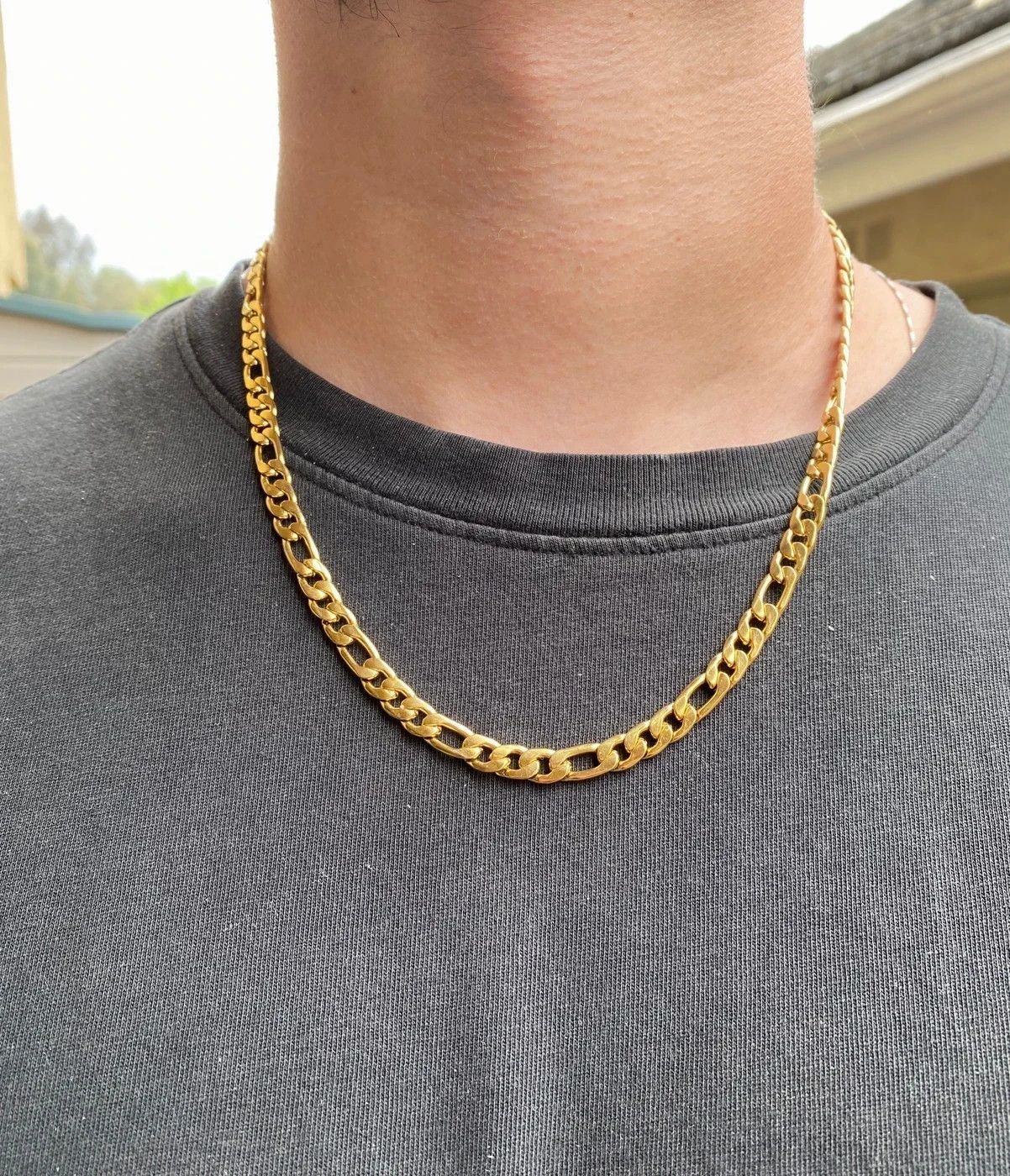 Jewelry 14k Figaro Gold Chain (PVD) | Grailed