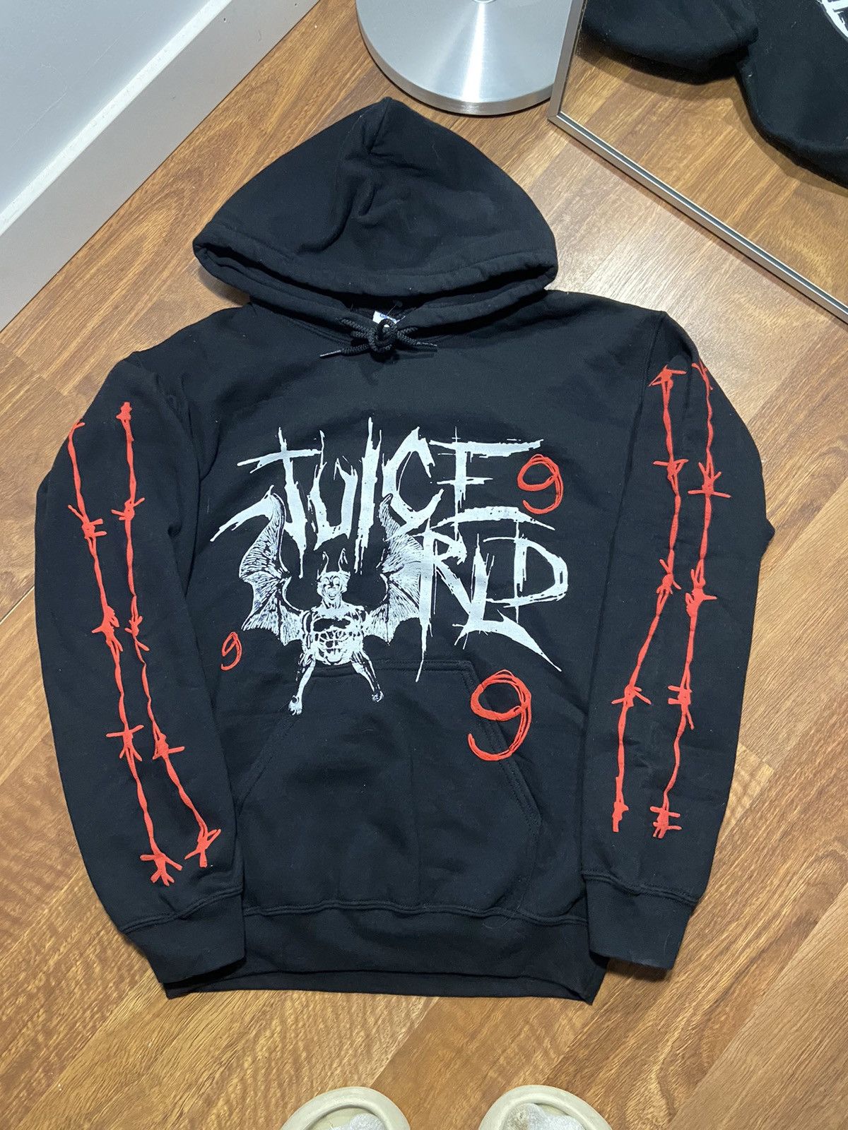 999 Club × Streetwear Juice Wrld 999 bat puff print pullover hoodie ...
