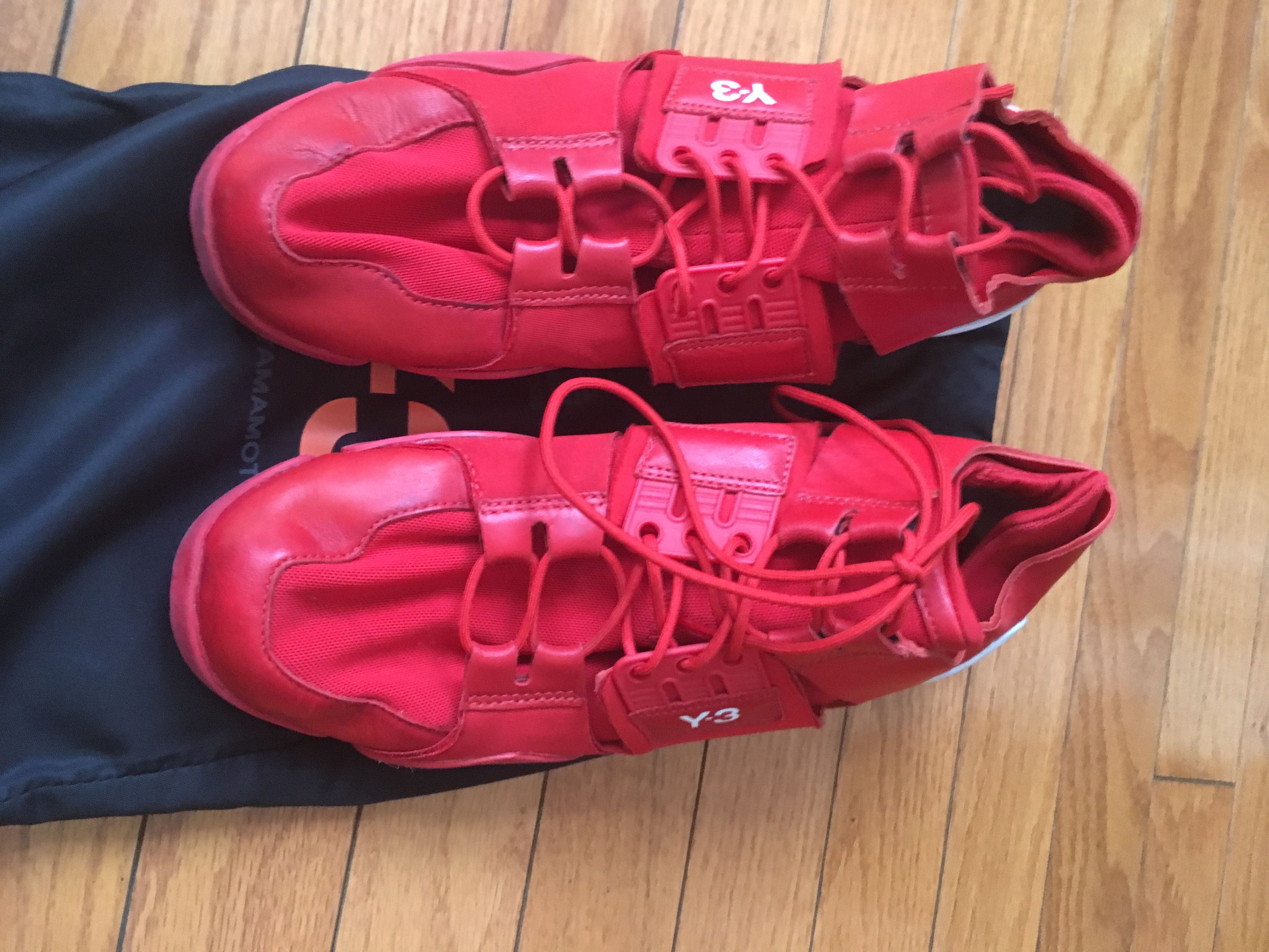Y-3 Y-3 Red Leather/Lyrca Sneakers | Grailed