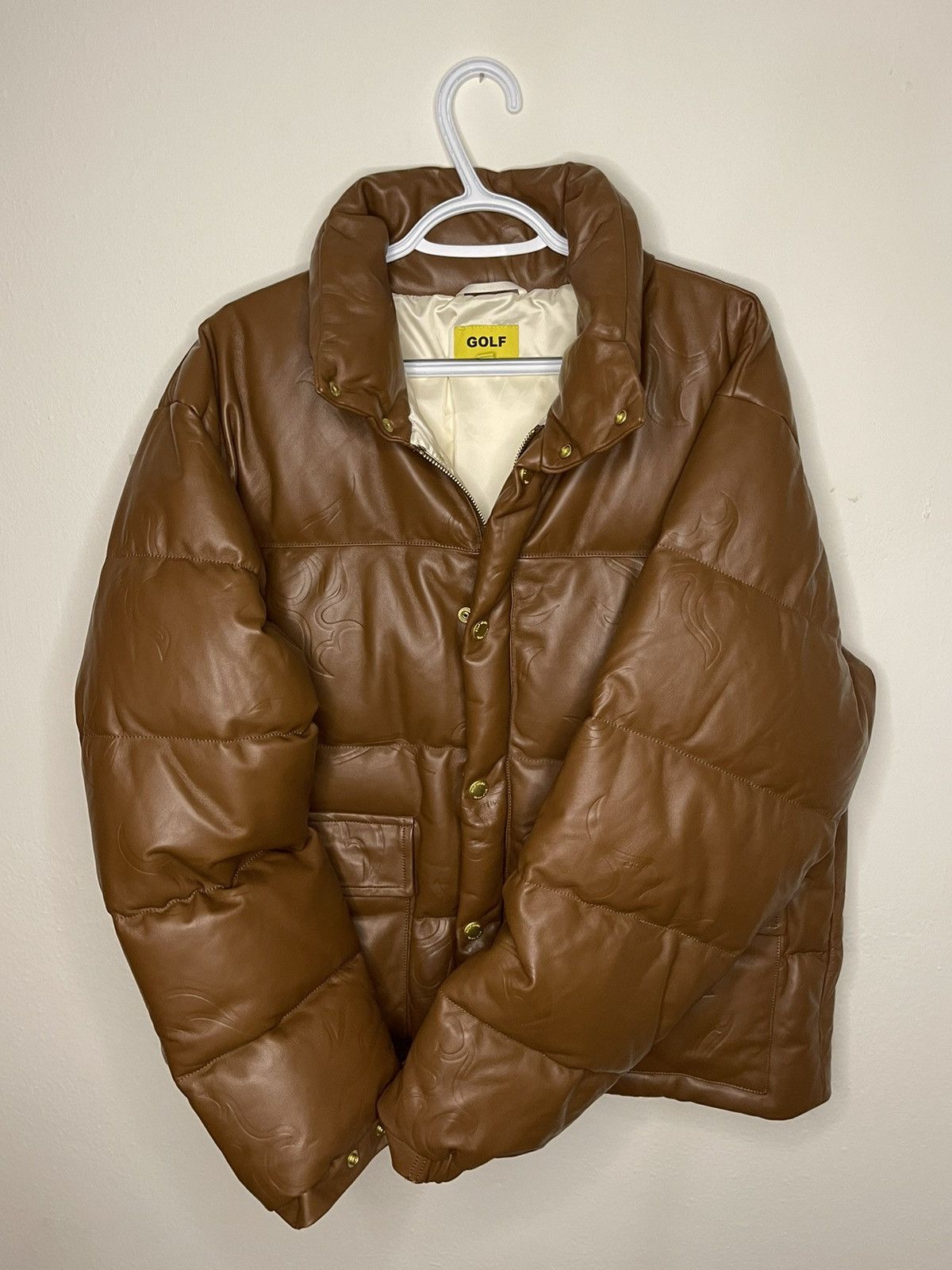 Golf Wang LEATHER FLAME PUFFER JACKET by GOLF WANG | Grailed