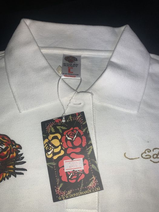 Ed Hardy white “Tiger Head” Ed Hardy polo | Grailed