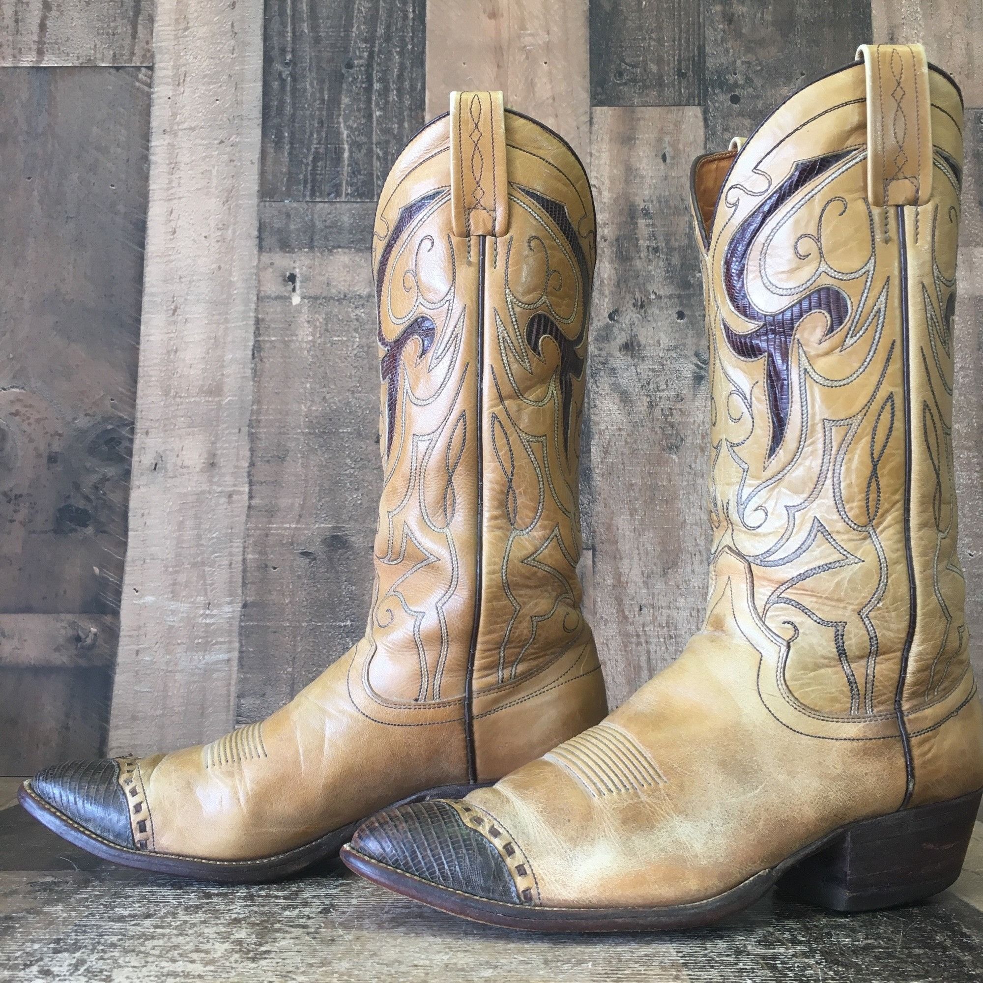 Dan Post Western Boot Dan Post Vtg Teju Lizard Wingtip Cowboy Boots ...