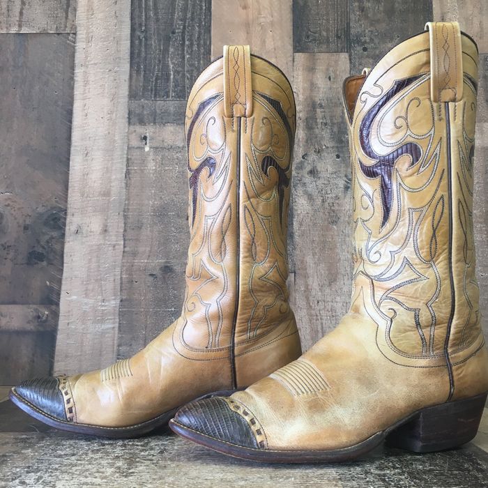 Dan Post Western Boot Dan Post Vtg Teju Lizard Wingtip Cowboy Boots ...