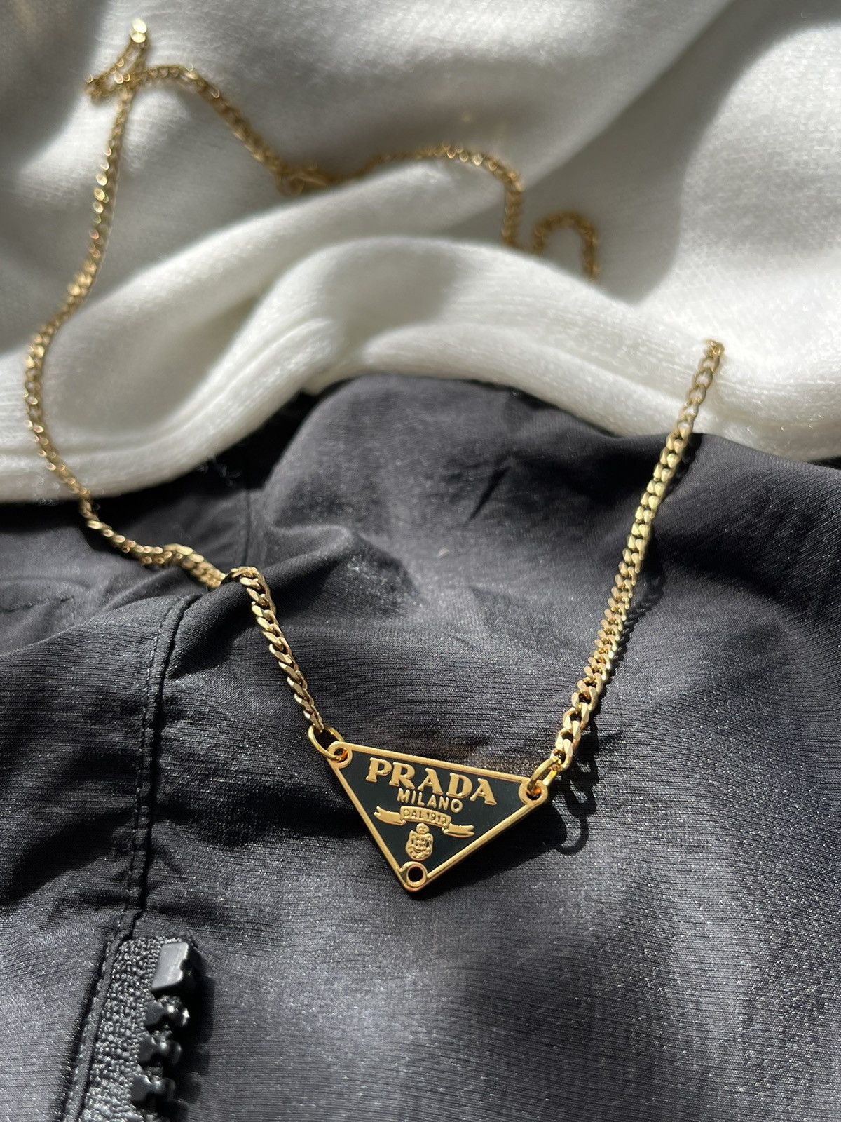 Prada Prada Necklace Chain MINI pedant triangle Gold Repurposed | Grailed