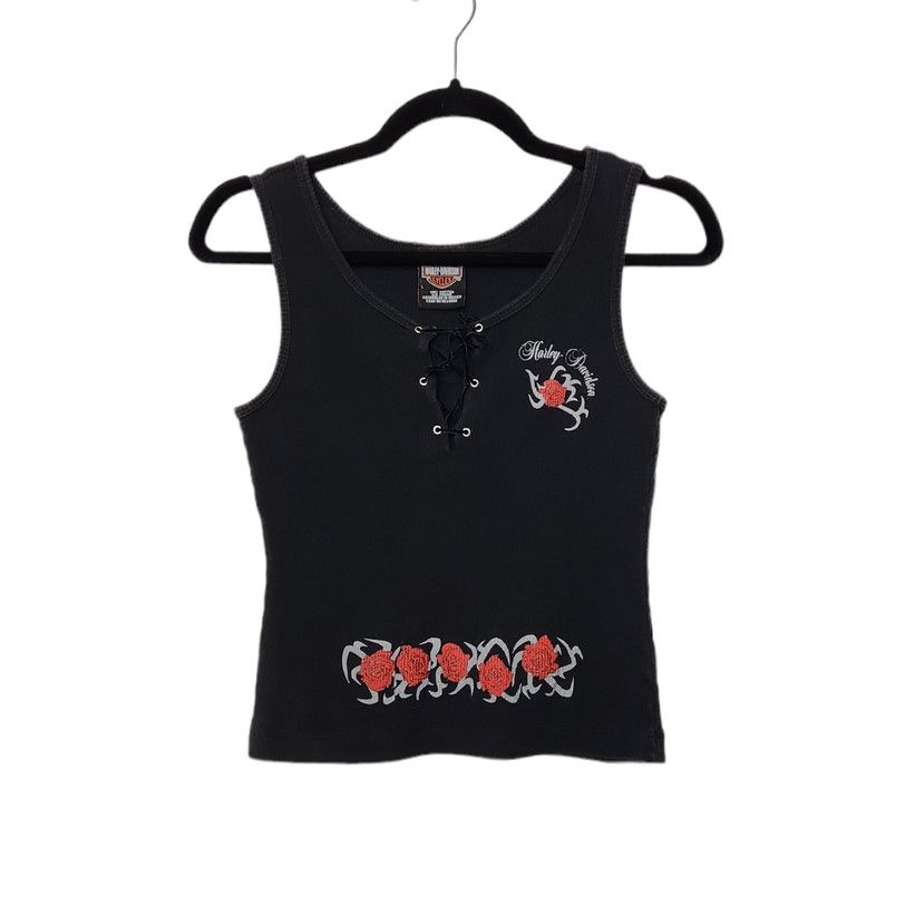 Harley Davidson Vintage Harley Davidson Roses Rose Tank Top Womens ...