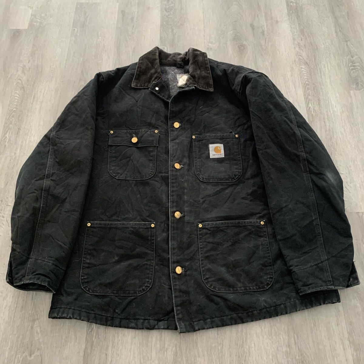 Carhartt × Vintage Carhartt Black Duck Canvas Blanket Lined chore Coat C01 BLK | Grailed
