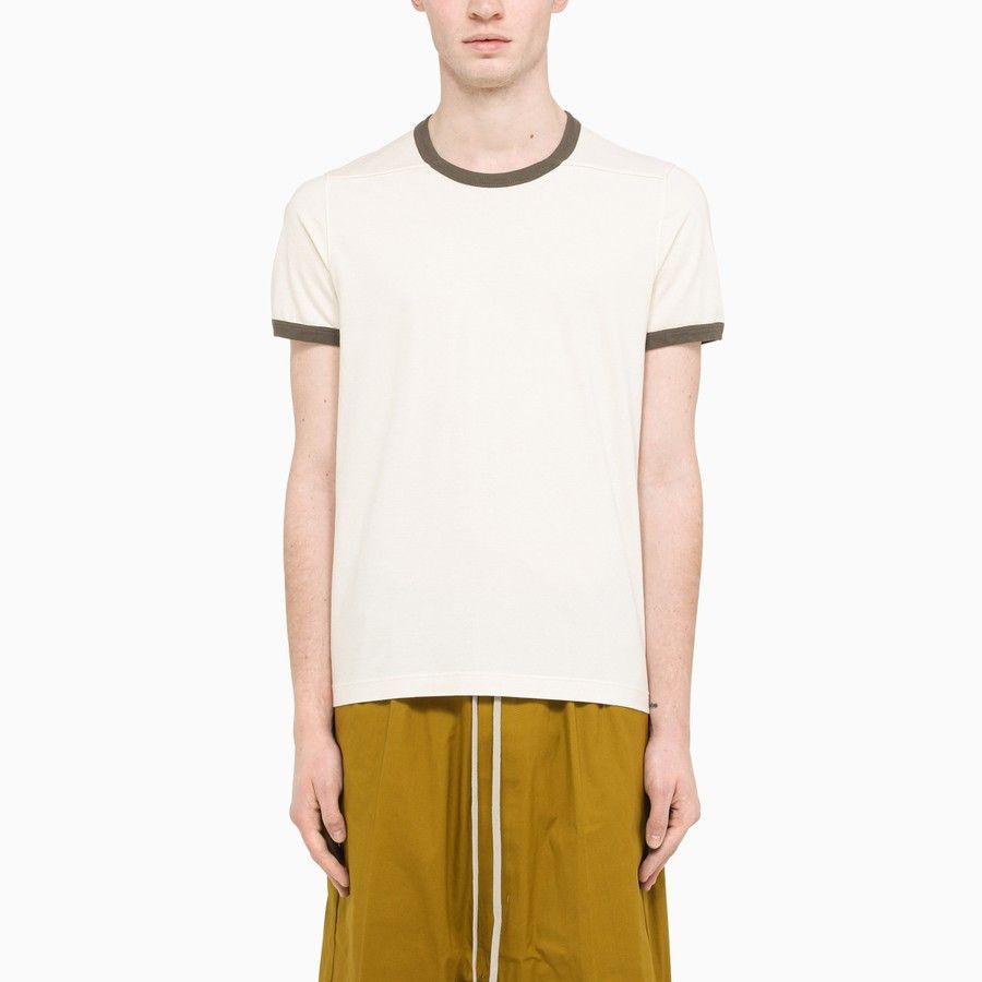 Rick Owens CREAM WHITE T-SHIRT WITH CONTRASTING EDGES | Grailed